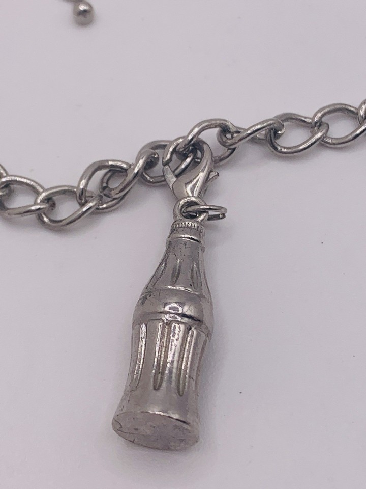 Silver Toned Coca Cola Soda Bottle Pendant 16” Chain Extension Necklace ...