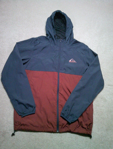 Quicksilver Windbreaker Jacket Mens Large Blue Maroon | eBay