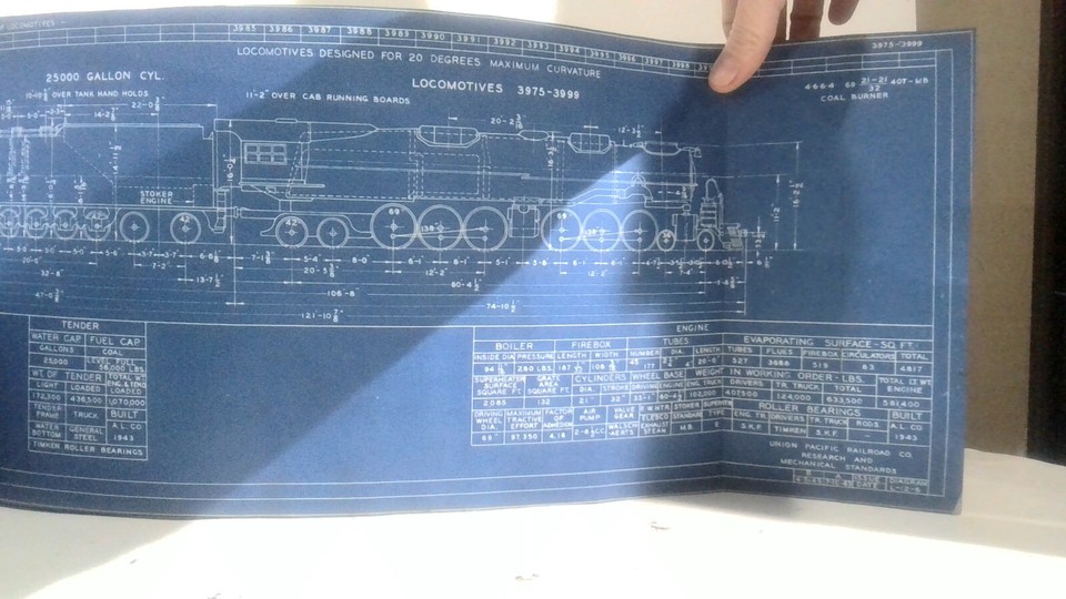 Union Pacific 100-150pgs RR Locomotive And Tender Diagrams BLUEPRINTS ...
