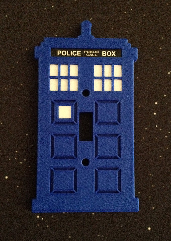 Doctor Who Tardis Light Switch Cover Plate (3D Printed Blue PLA Plastic ...