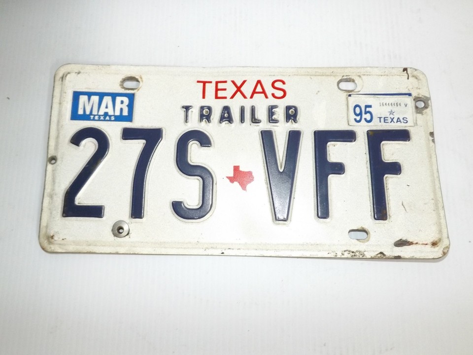 1990s 1995 Vintage TEXAS Trailer License Plate 27S VFF | eBay
