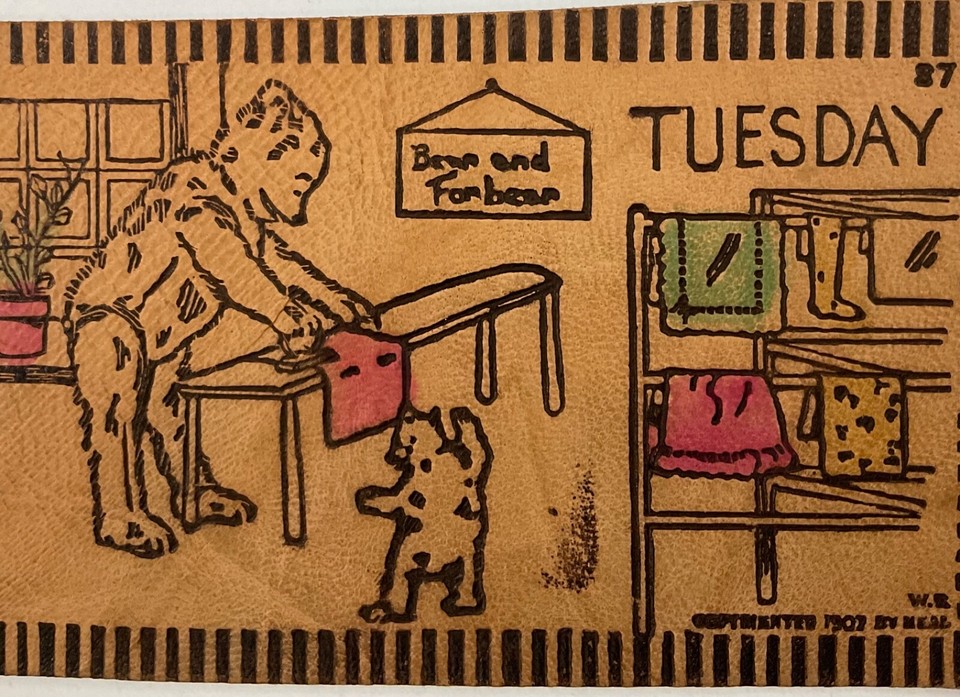 Vintage LEATHER Tuesday Teddy Bear Heal Postcard Hand colored 1900s | eBay