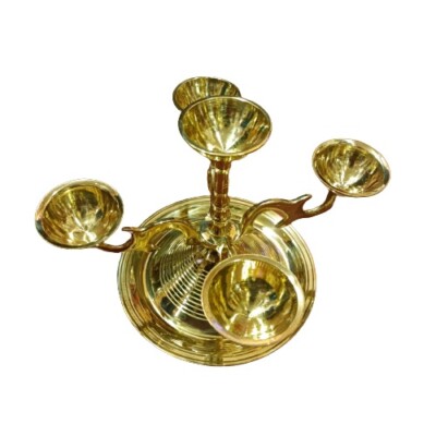 Home Deco Brass Table Candle Lamp Small Traditional Functional Festival ...