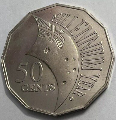 2000 Millennium Year 50 Fifty Cent Coin - Australian Low Mintage ...