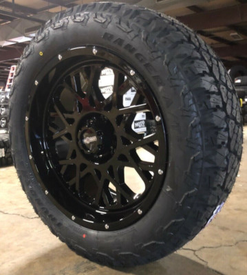 4 20x9 Vision Rocker Black 32" AT Wheel Tire Package 6X5.5 Chevy ...