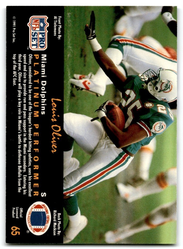 1991 Pro Set Platinum Louis Oliver Miami Dolphins #65 | eBay