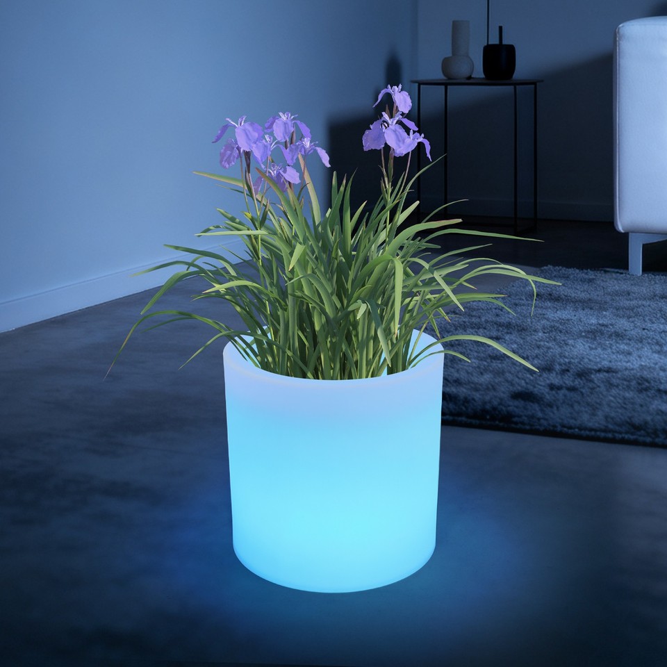 16 Color LED Illuminated Flower Pot Porch Garden Colorful Mood Light ...