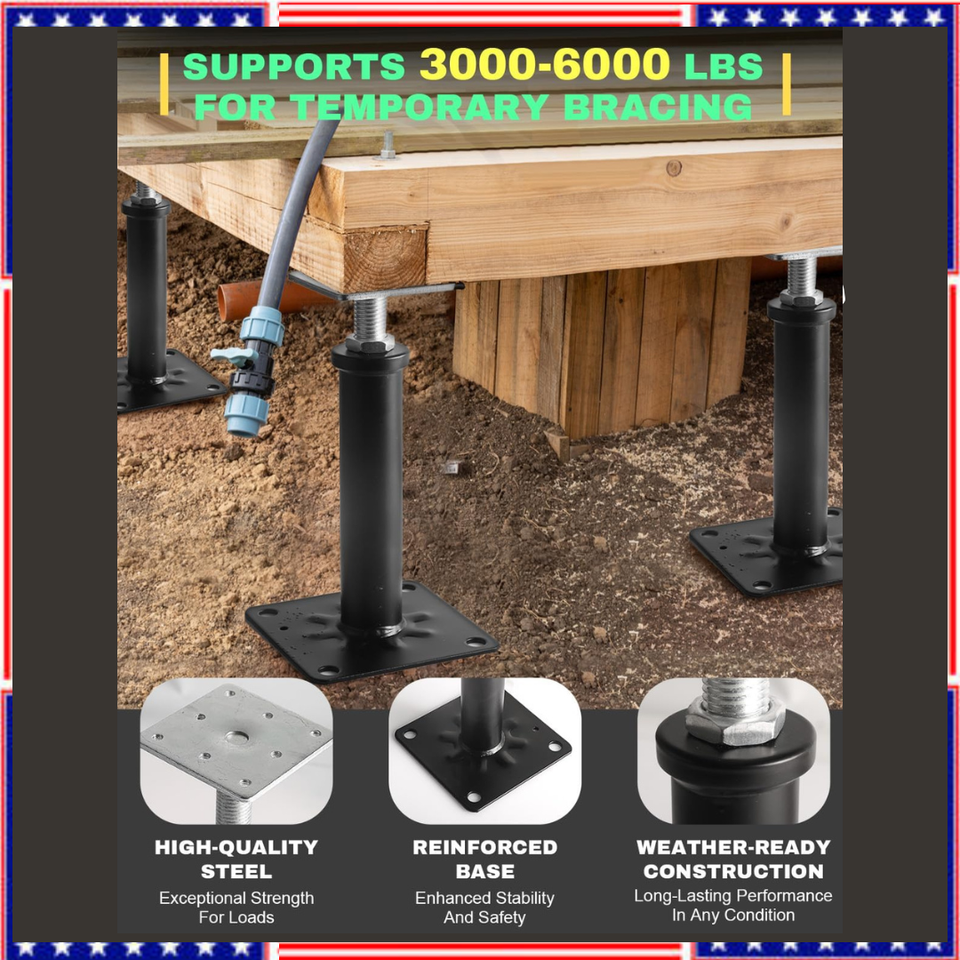 4 Pack House Jacks for Leveling Adjustable Floor Jack Post Floor Jack ...