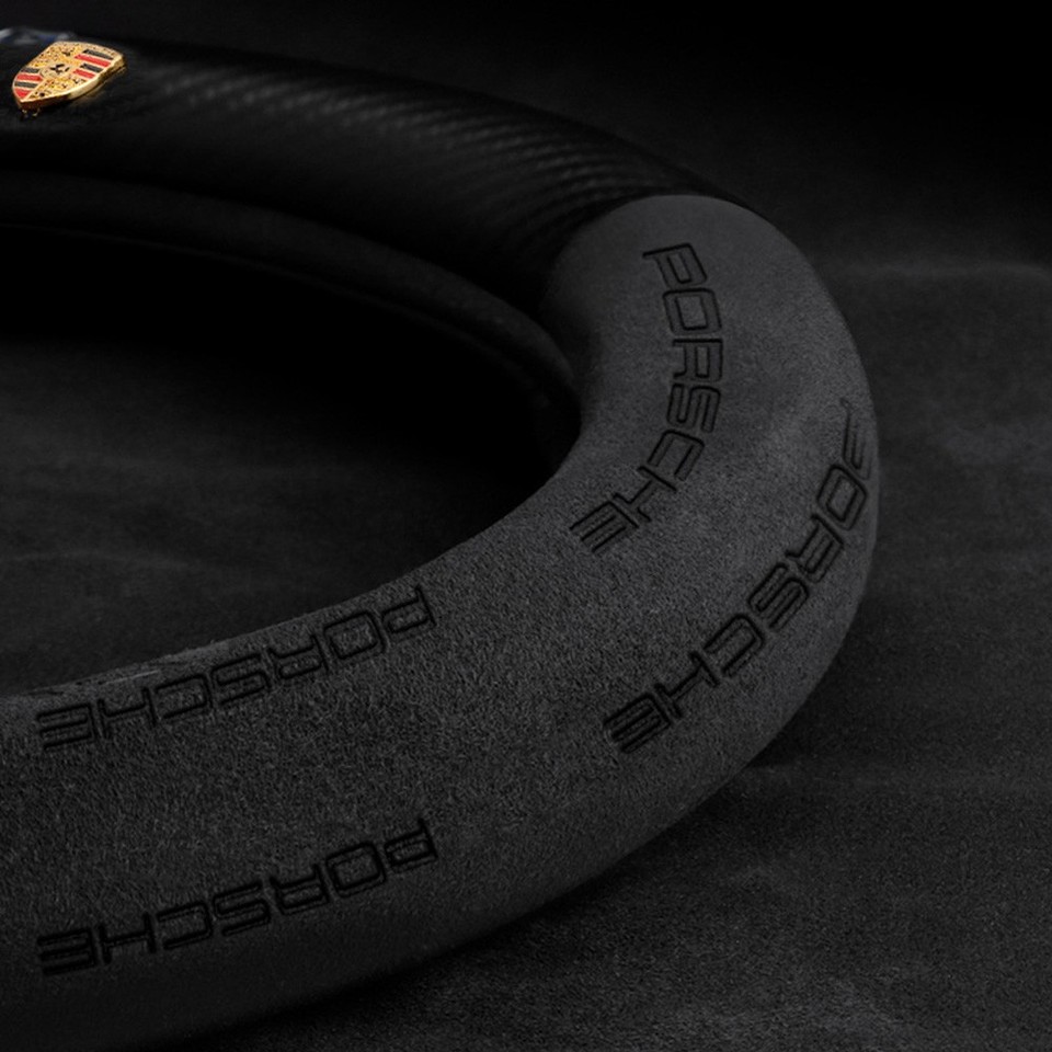 15''Round Steering Wheel Cover X1CarbonLeather For Porsche Car ...