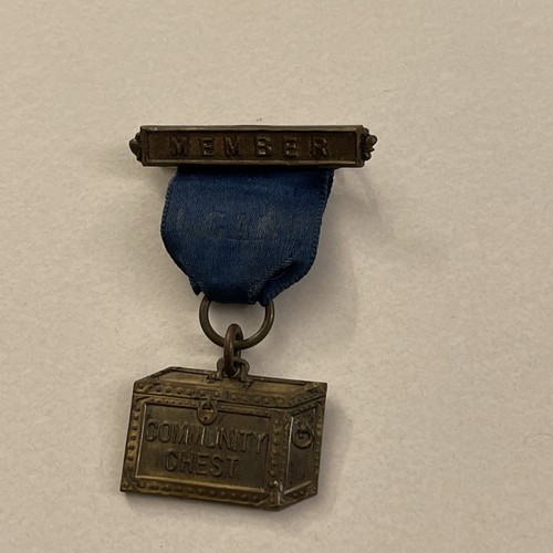 Vintage Community Chest Blue Ribbon Charm Pin Pinback PB4G | eBay