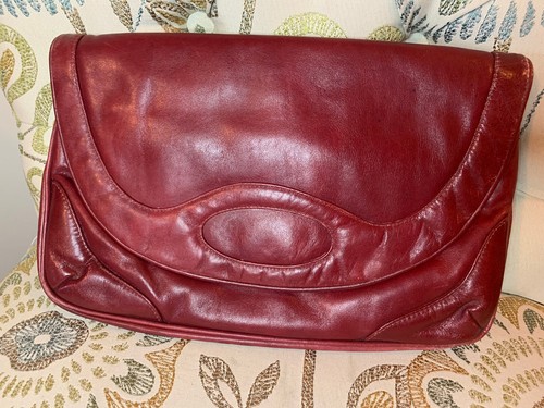 Vintage Clutch Maroon Red Handbag Button Closure Medium Internal Zip | eBay