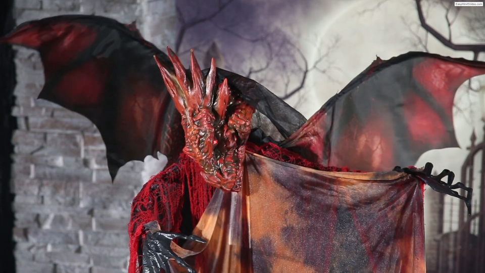 See Video! LifeSize 6' Red Dragon Animated Wings Halloween Haunt Yard ...