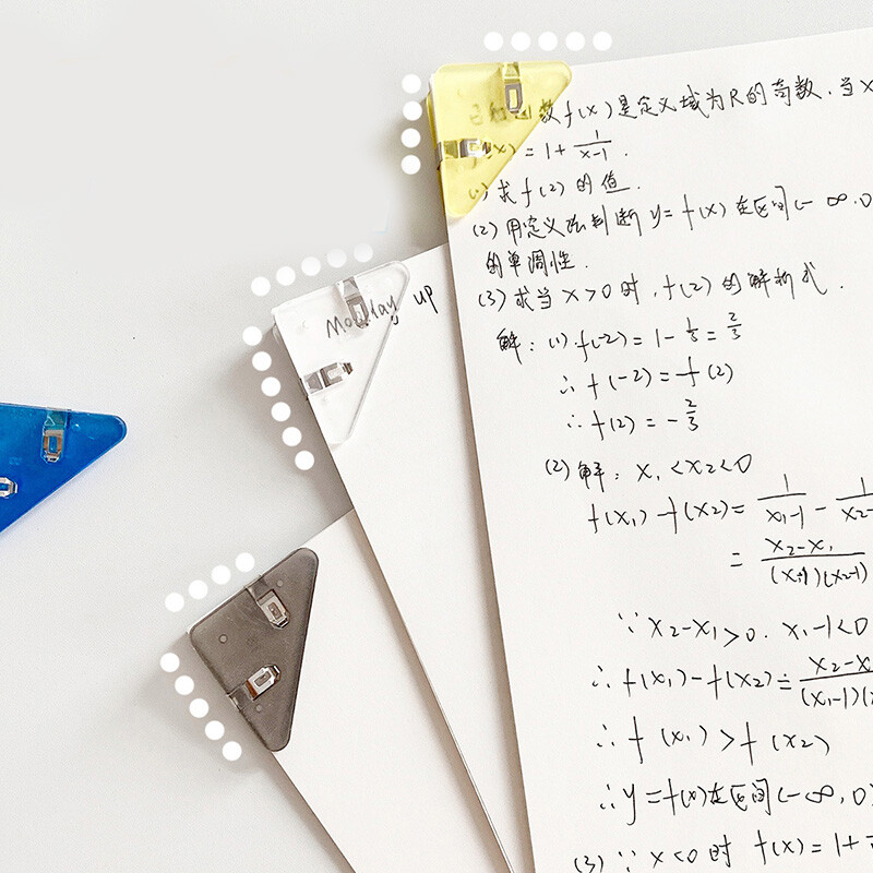 Simple Book Paper Corner Clip Triangle Snack Binder Clip Photo Stand ...