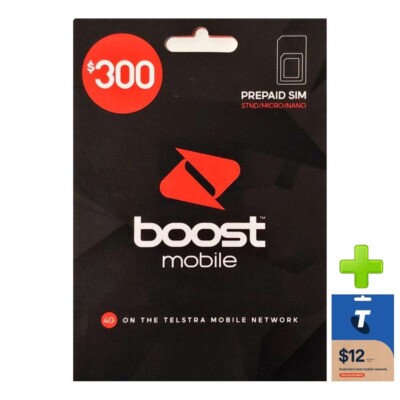 Boost Mobile $300 Prepaid SIM Starter Kit + Telstra $12 Prepaid SIM ...