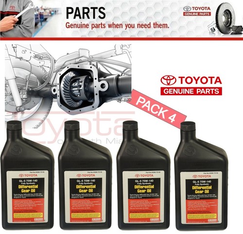 SET 4 GENUINE TOYOTA DIFFERENTIAL GEAR Oil Fully Synthetic GL-5 75W-140 ...