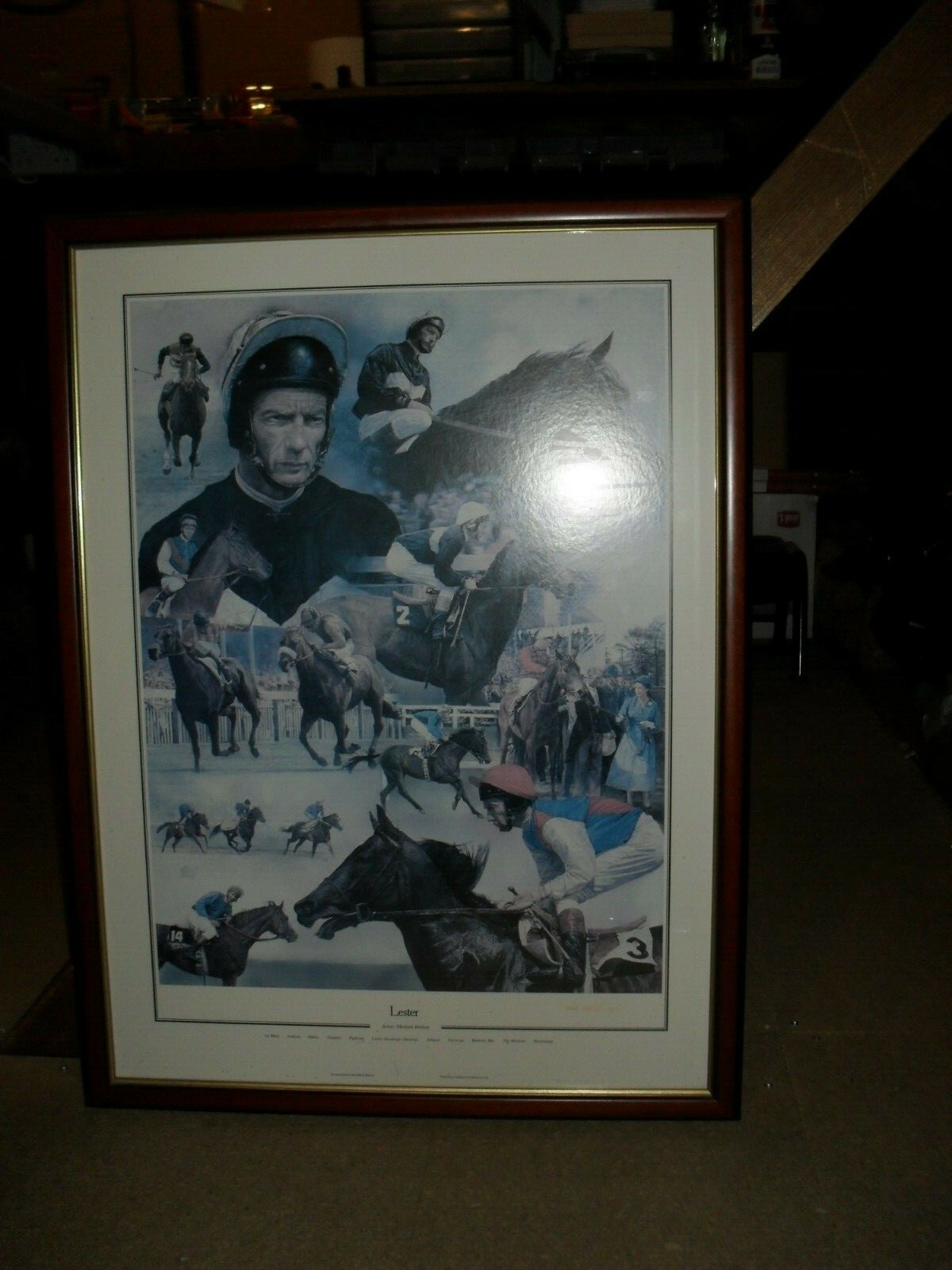 Framed Print of Lester Piggott & Famous Mounts Signed by Michael Heslop ...