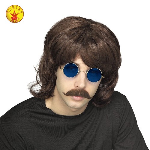 Brown 70's Shag Wig Beatles John Lennon Bee Gees 1960's Fancy Dress ...