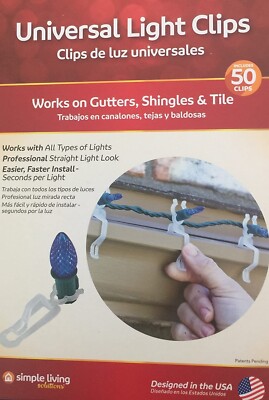 50 Count Simple Living Solutions Universal Gutter Shingle Christmas ...