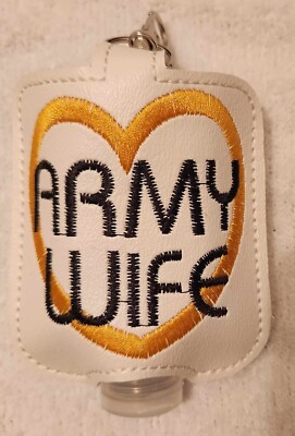 Patriotic Army Wife in Black w/Gold Heart Personal Hand Sanitizer ...
