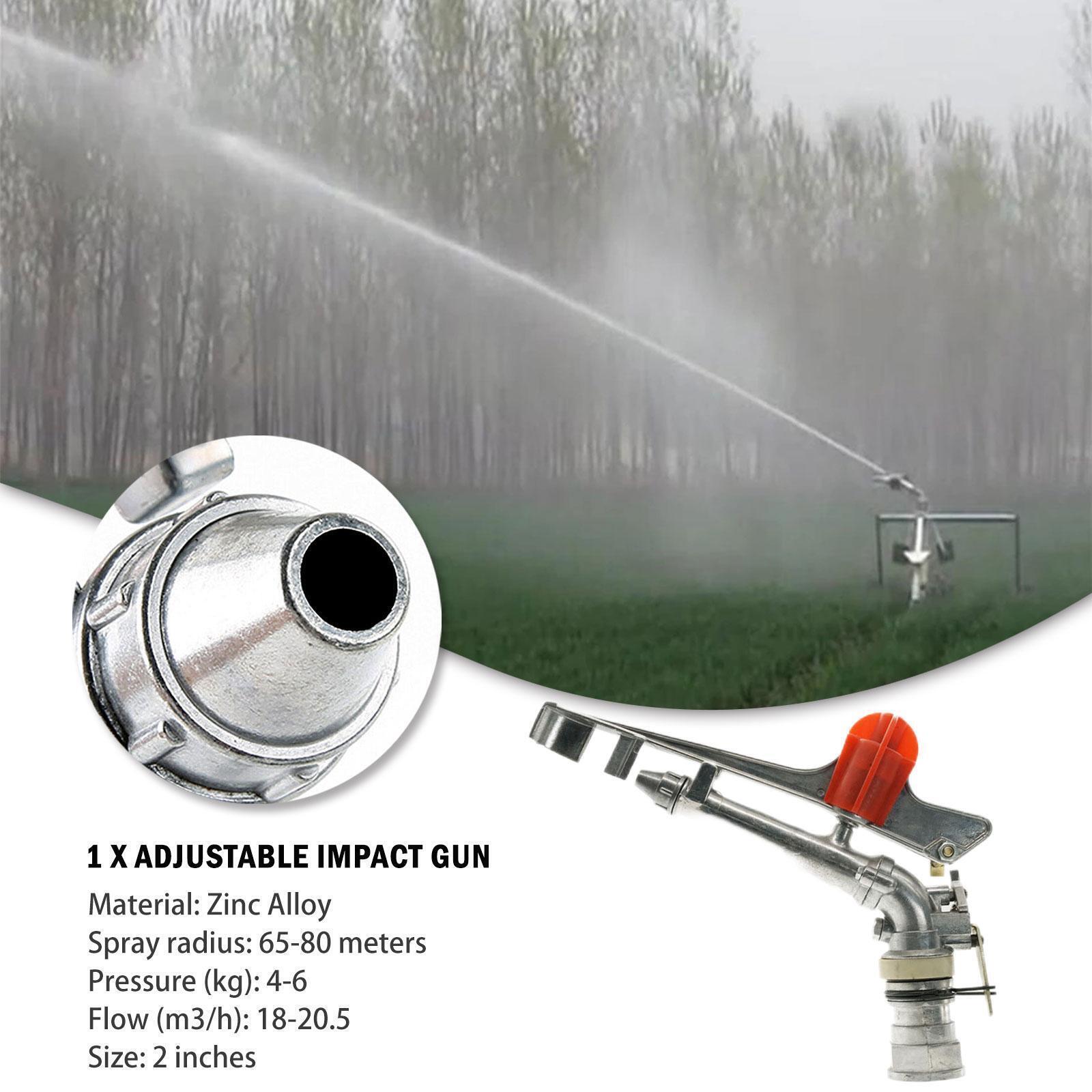 1.5" 360° Adjustable Impact Sprinkler Large Area Water Irrigation Spray ...