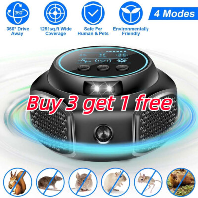 4-in-1 Ultrasonic Rodent Repellent Pest Repeller Mouse Blocker Rat ...