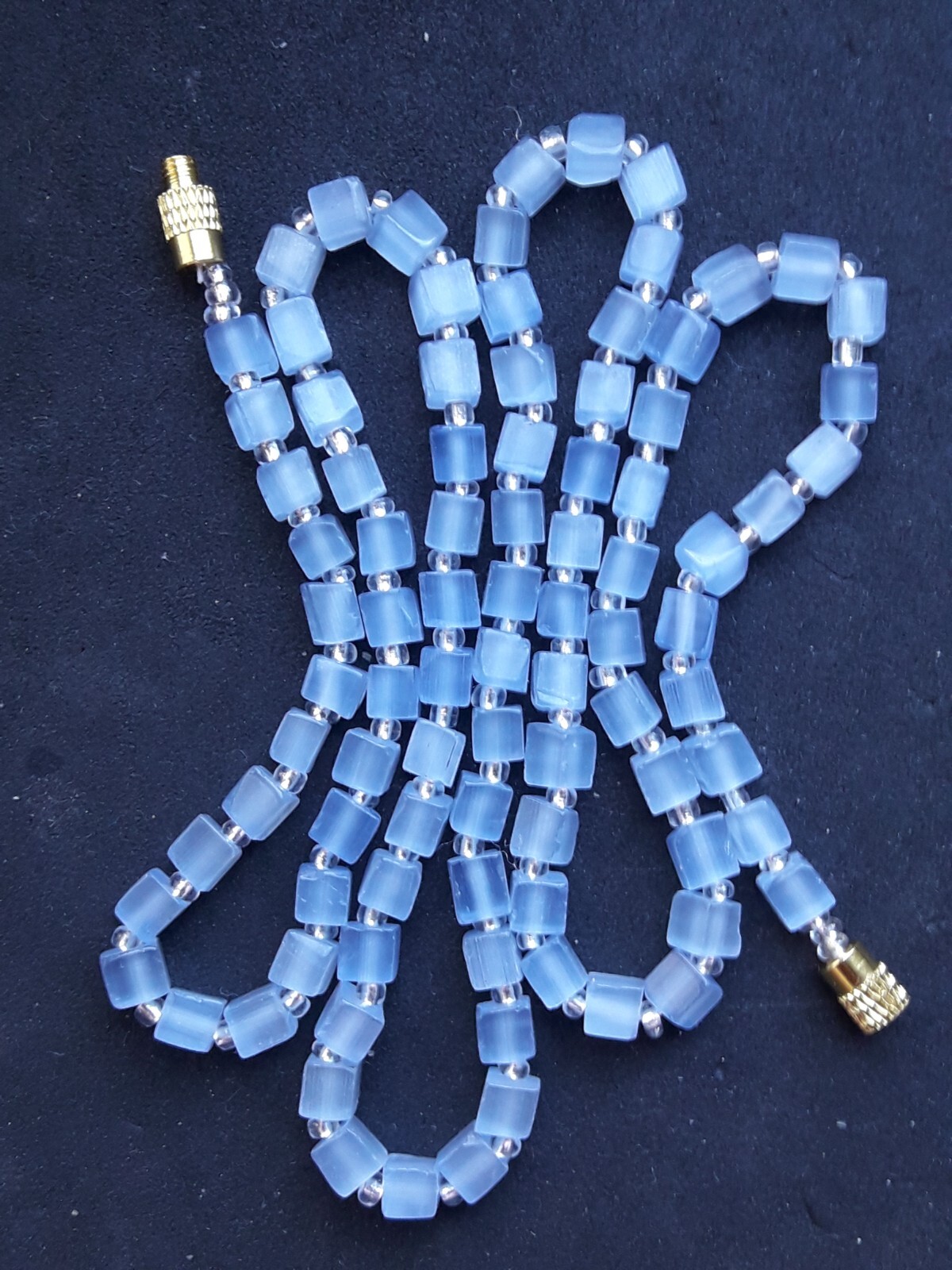 Satin beads blue vintage of the USSR, soviet, retro, 1960s Necklace ...