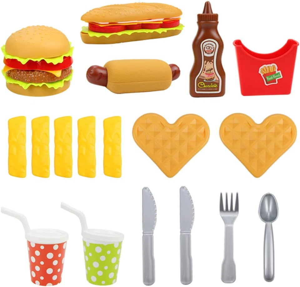 Pretend Play Fast Food Set, Play Food for Kids Kitchen Play Kitchen ...