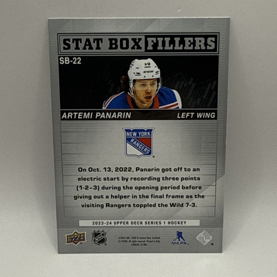 Artemi Panarin 2023 Upper Deck Stat Box Fillers #SB-22 New York Rangers ...