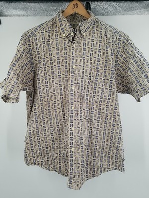 David Taylor Button Up Short Sleeve Shirt Large L Geometric Pocket | eBay