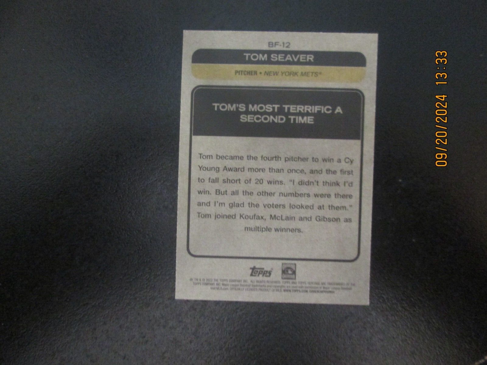 TOM SEAVER METS 2022 TOPPS HERITAGE FLASHBACKS 1973 CY YOUNG AWARD CARD ...