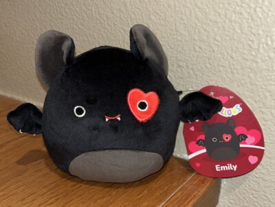 Squishmallow 5” EMILY Black Bat Red Heart Eye Valentines Day 2025 BNWT ...