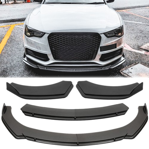 Carbon Fiber Front Bumper Lip Spoiler Splitter Trim Body Kit For Audi ...