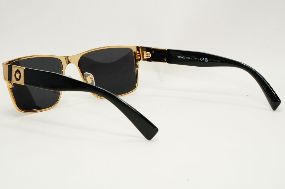 Versace Sunglasses Gold Black Glossy Square Medusa MOD VE 1274 1002 ...