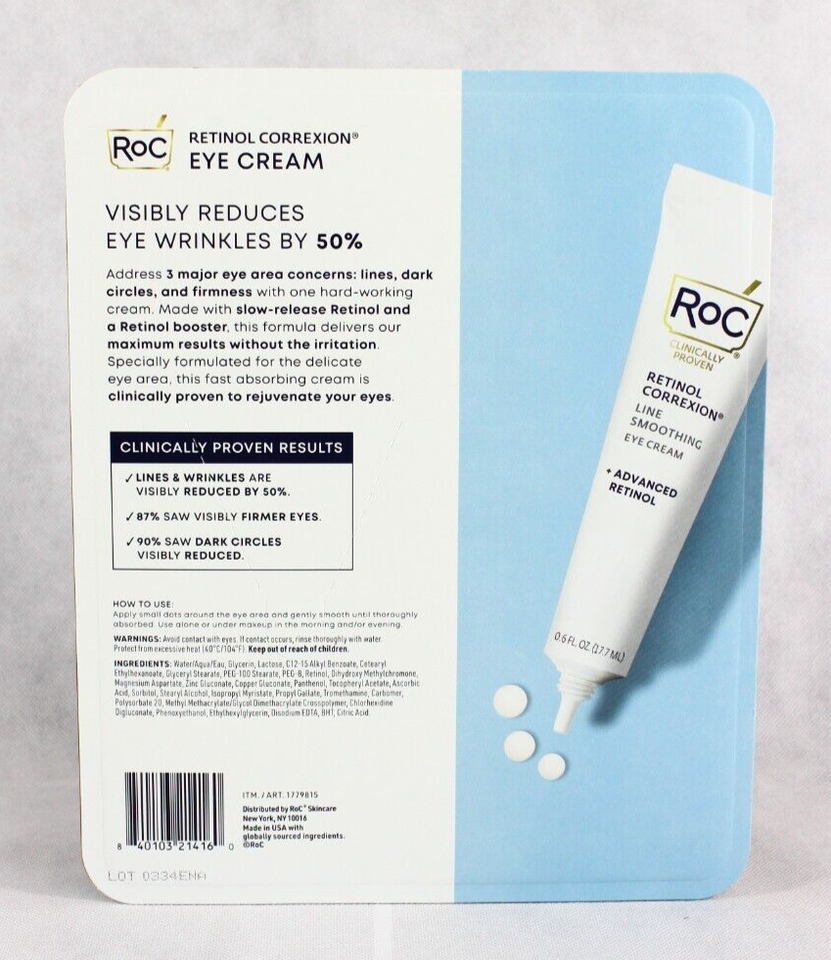 RoC Retinol Correxion Eye Cream 3-In-1 Eye Renewal 3*0.6 Oz New Free ...