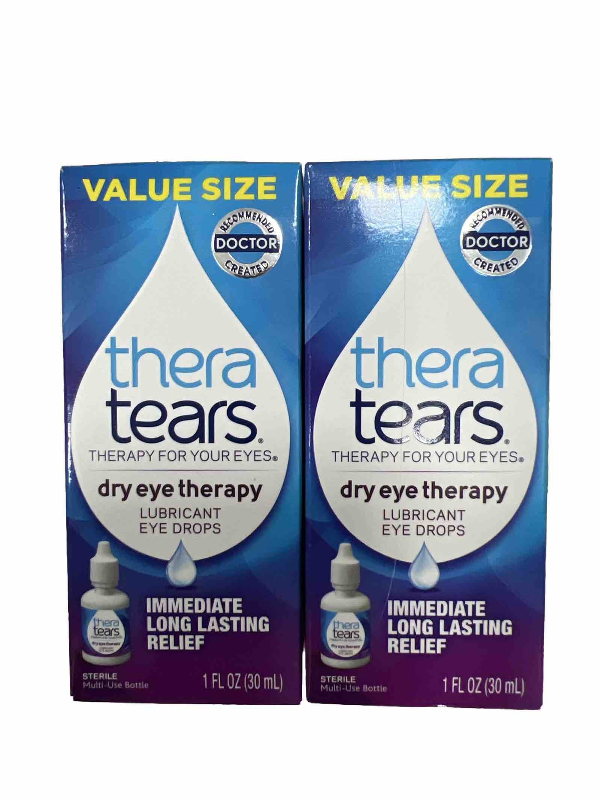LOT OF 2 Thera Tears Lubricant Eye Drops 1 Fl Oz EXP 05/2025 ...
