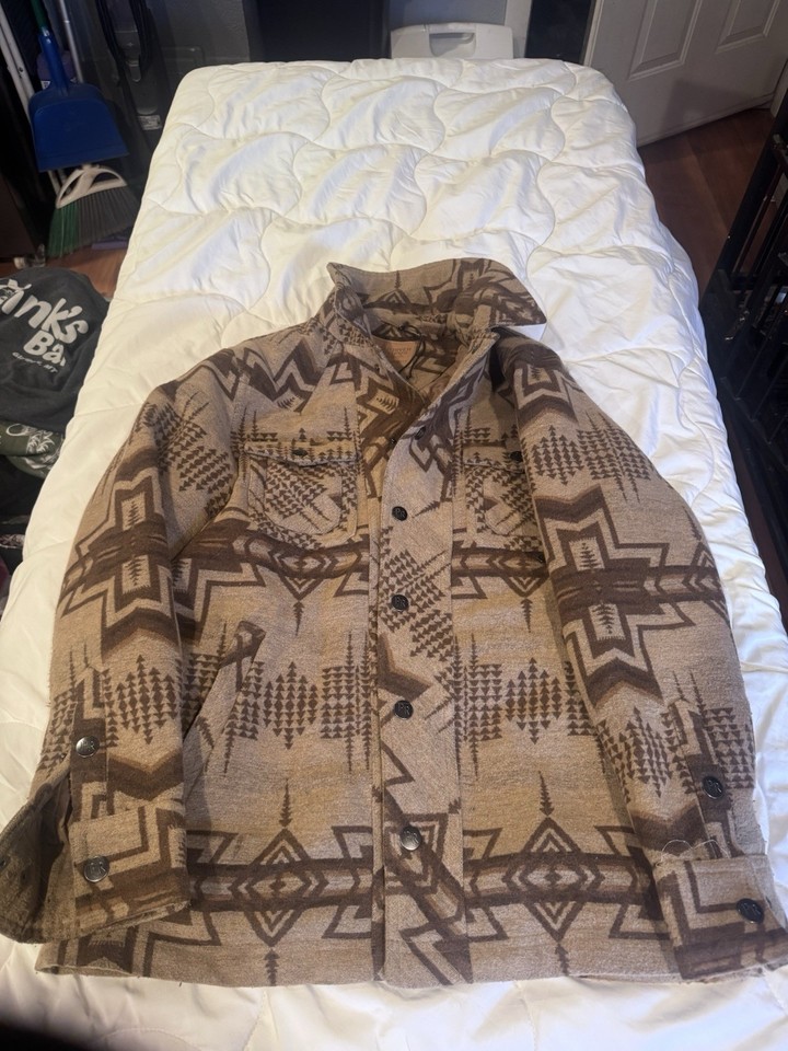 Men's Medium Aztec Southwest Wool Jacket Powder River Outfitters Snap ...
