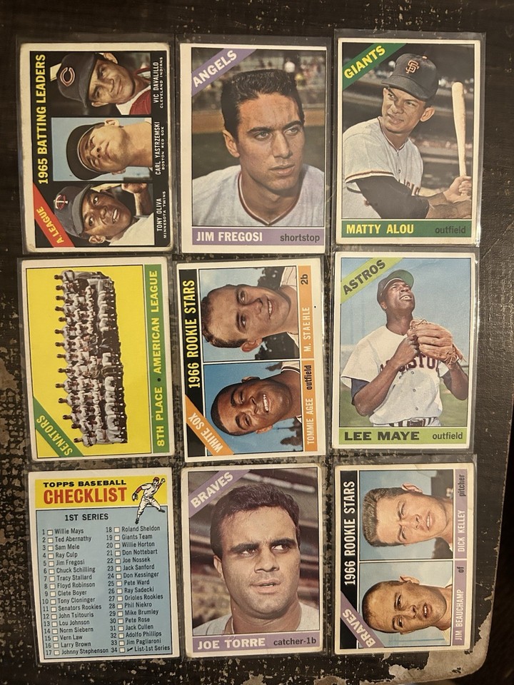 1966 Topps Baseball-55 Nice Cards -Few stars,RCs Unmarked Checklist, No ...
