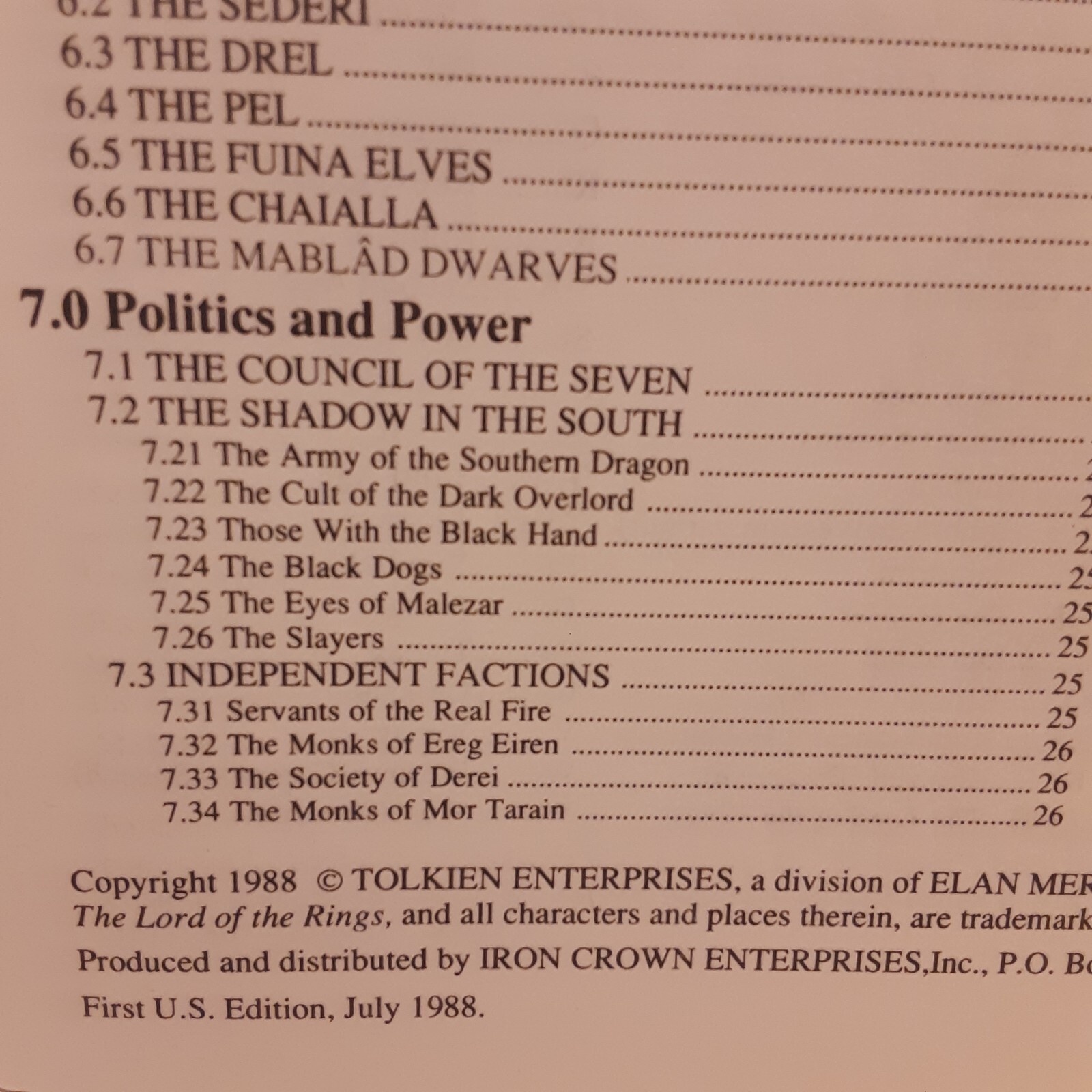 Vintage Shadow in the South Middle Earth Role-Playing ICE MERP #3900 ...