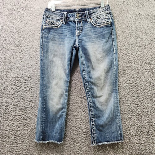 Vigoos Capri Jeans Womens 5/6 Blue Denim The Dallas Embroidered Pockets ...