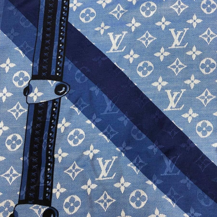 LOUIS VUITTON LV Monogram Koi Fish Blue White Scarf S… - Gem