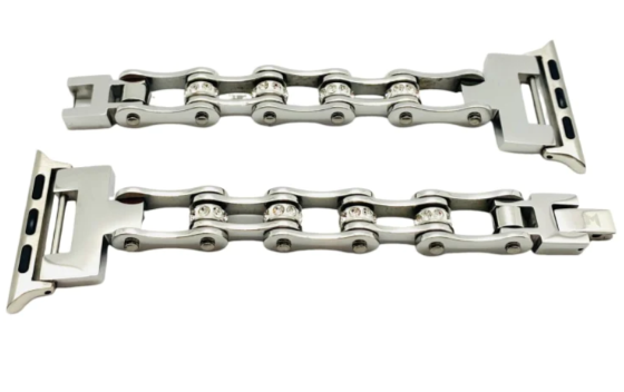 Ladies Bling Bike Chain Watch Band Polished Stainless Steel fits Apple ...