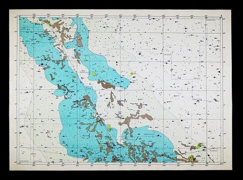 1962 Becvar Star Map X Equatorial Sky Chart Milky Way Nebula Aquila ...