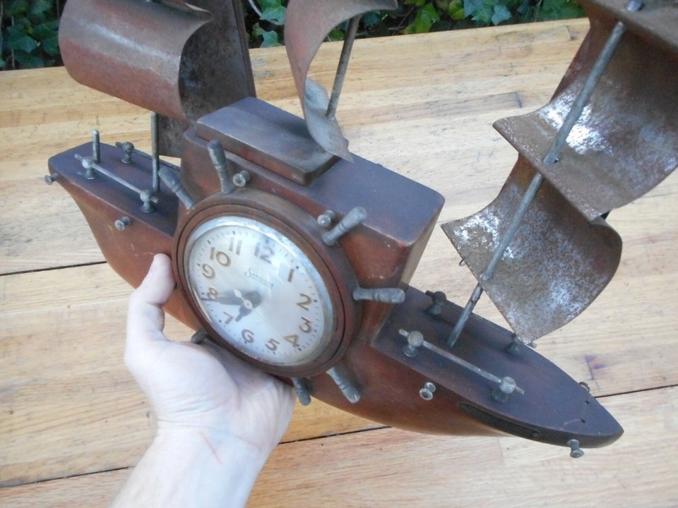 Vintage Sessions Clock Co. " Yankee Clipper " Ship Clock Mantle Shelf ...