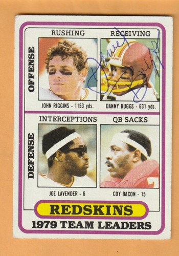 Danny Buggs Washington Redskins AUTO Signed 1980 Topps TL West Virginia ...