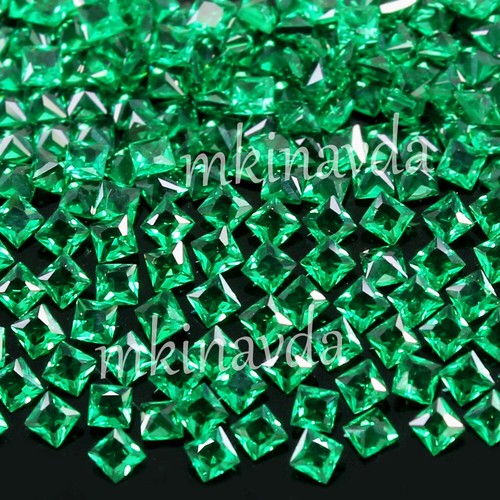 10 Pcs Lot Natural MUZO Green Emerald 1.40 MM Princess Loose Eye Clean ...