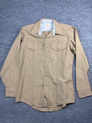 VNTG The Marine Shop Long Sleeve Shirt Men's 16.5 Tan USMC Uniform USA ...