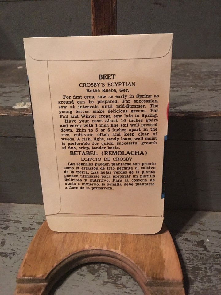 Vintage seed packets- 5¢ - Beets Crosby’s Egyptian - San Antonio Texas ...