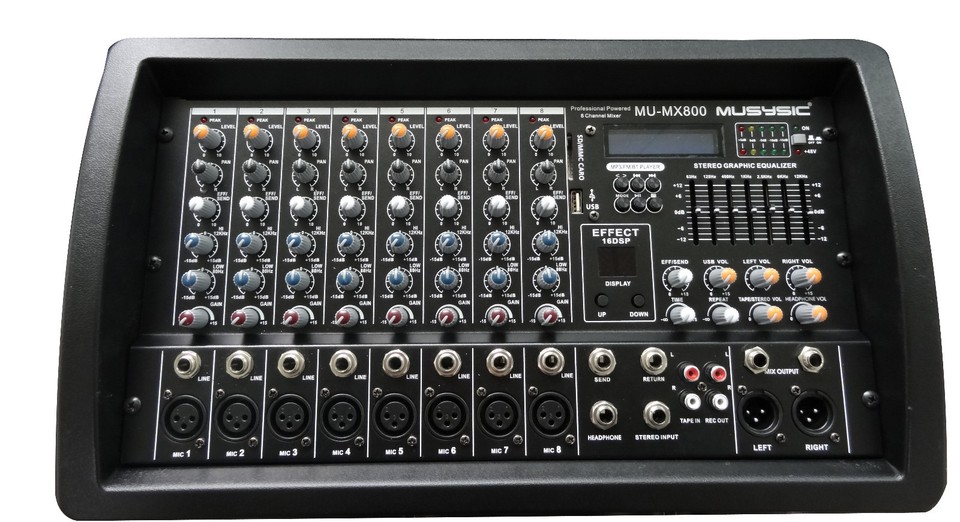 PROFESSIONAL 8 CHANNEL 4500W POWER MIXER With Bluetooth/USB/SD Function ...