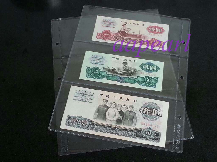 10 Pages 3 Pockets 3.3x6.9" Currency Sleeves Holders Banknotes Bill ...