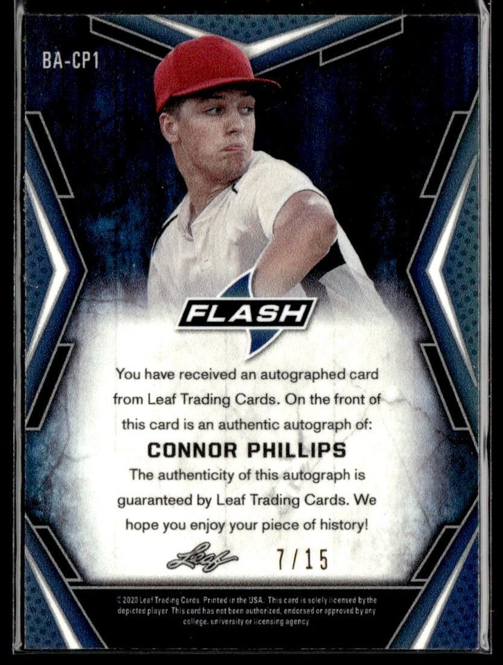 2020 Leaf Flash #BA-CP1 Connor Phillips Base Autographs Pink #/15 HS | eBay